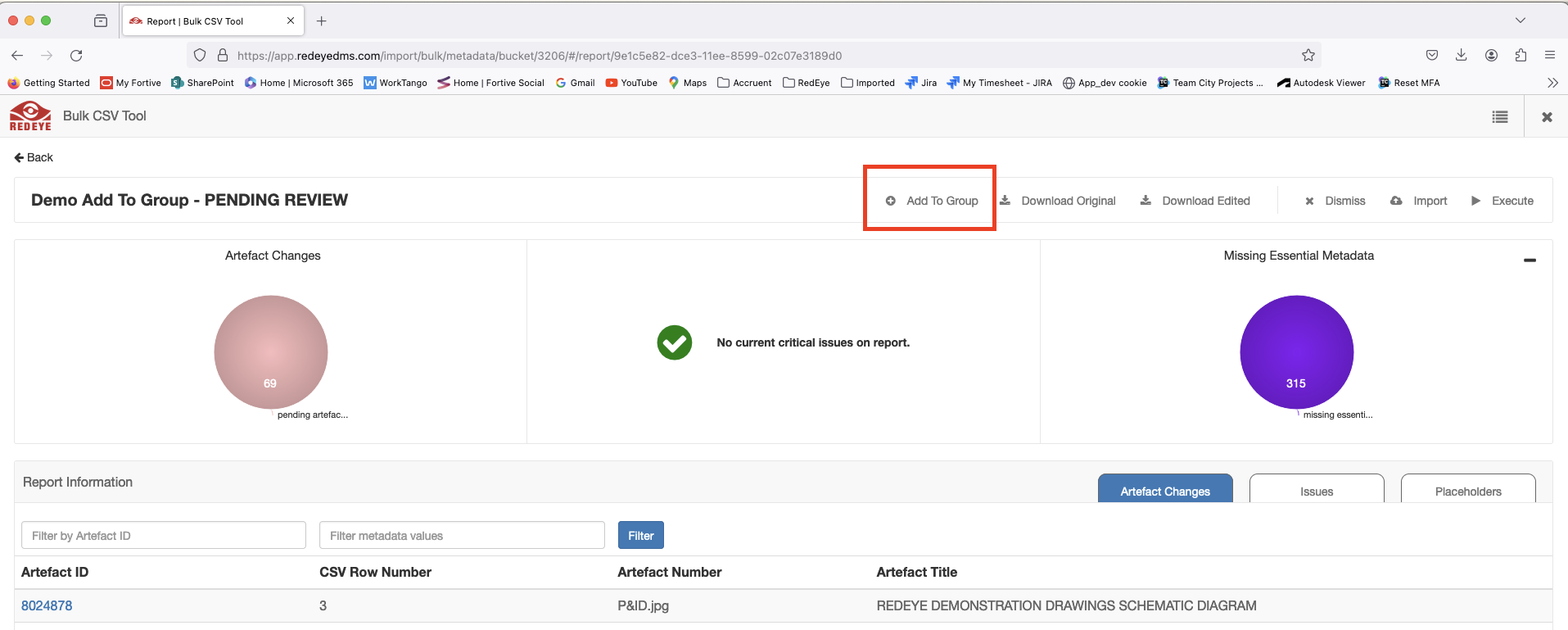 Add Artefacts to Groups with Bulk CSV