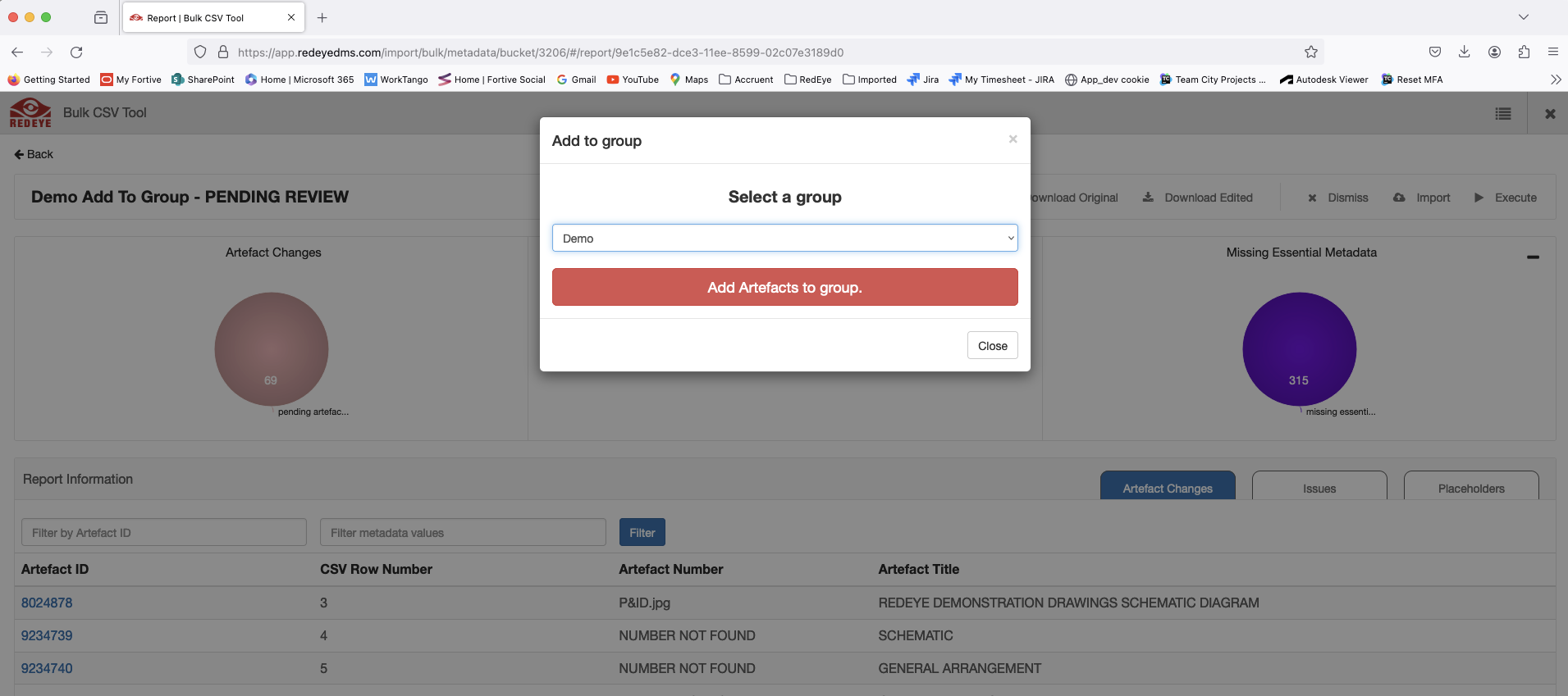 Add Artefacts to Groups with Bulk CSV