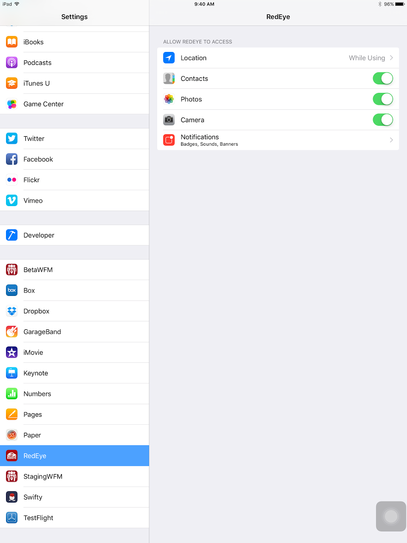 RedEyeDMS iOS | Configure your device settings