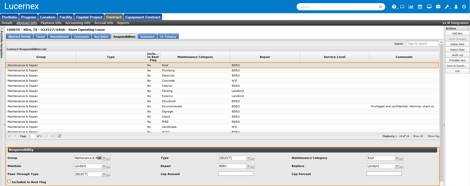 Lucernex / vx Maintain integration